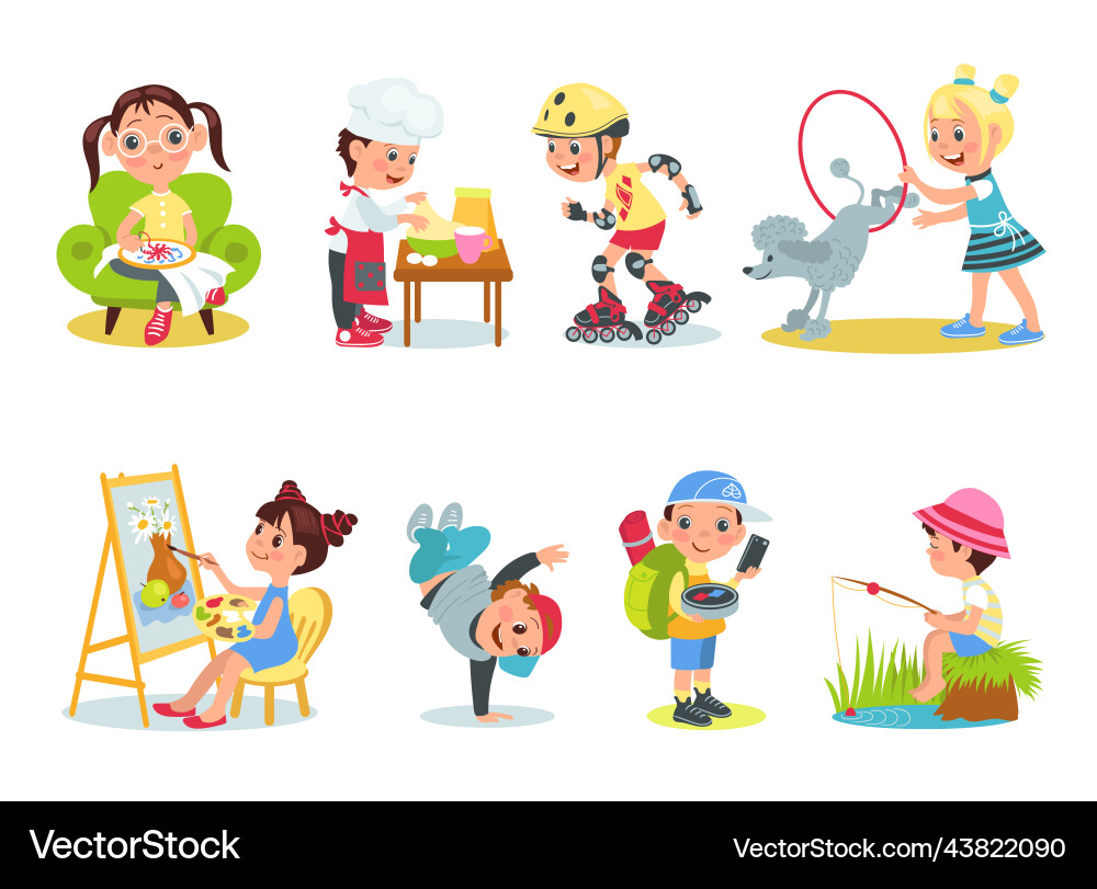Kids Hobbies and Activities Royalty Free Vector Image