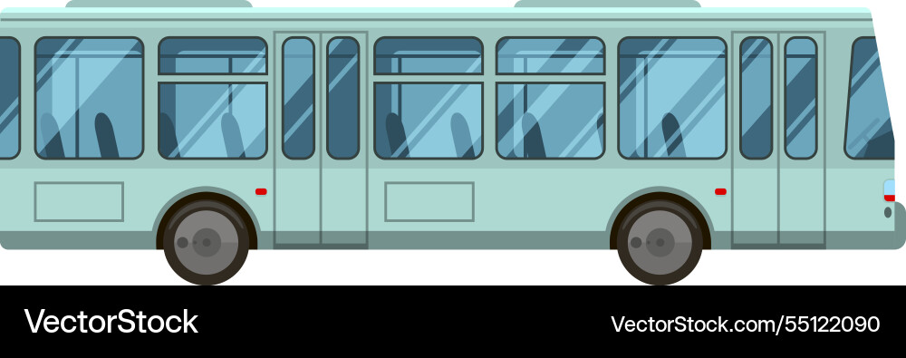Light green city bus navigating urban streets Vector Image