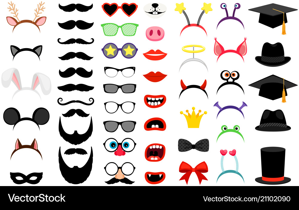 Photobooth party funny elements Royalty Free Vector Image