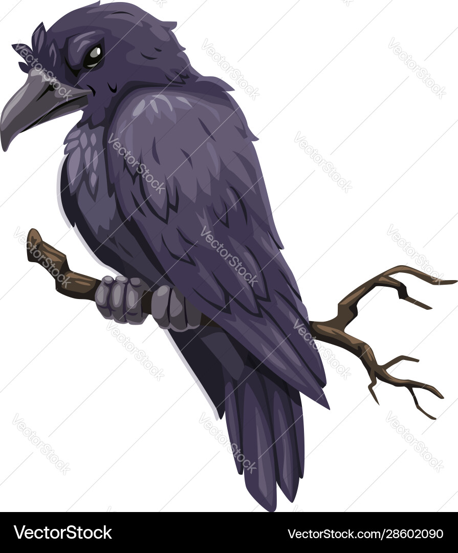 Scary crow on branch icon halloween bird Vector Image