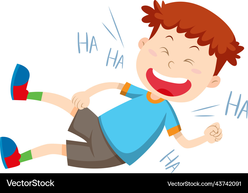 A boy laughing cartoon character Royalty Free Vector Image