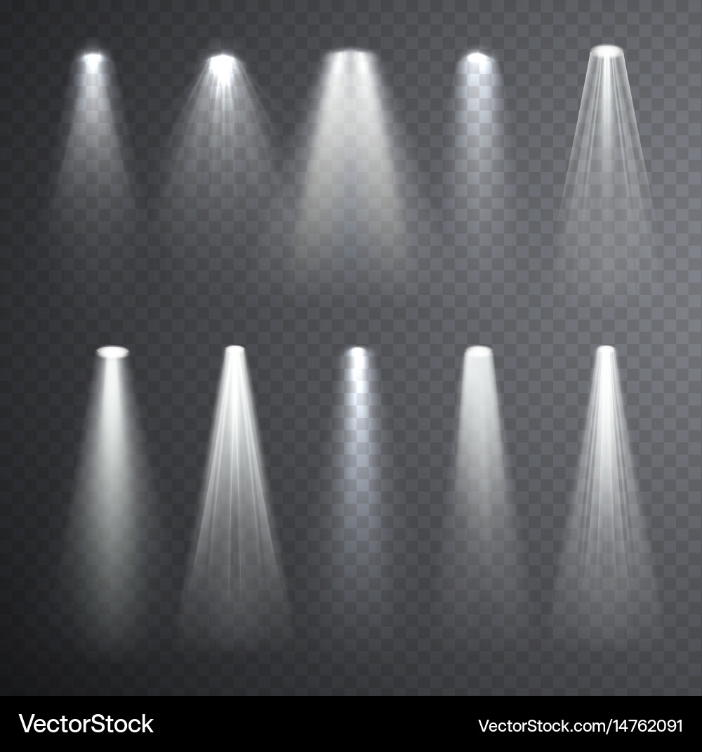 Bright white light beam glowing effects Royalty Free Vector