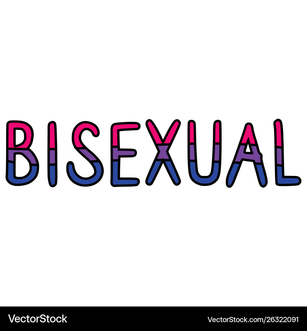 Cute bisexual typography cartoon Royalty Free Vector Image