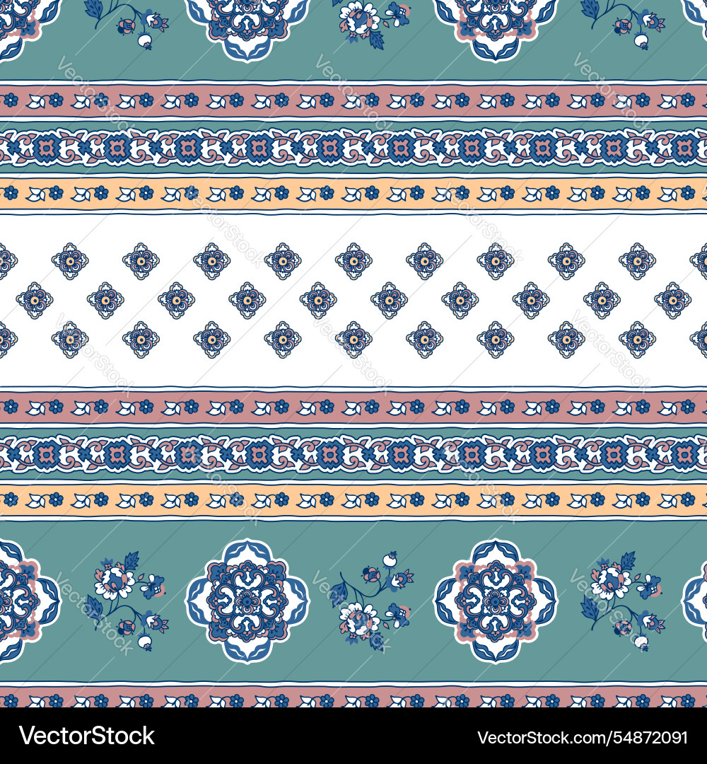 Ethnic paisley striped floral seamless pattern Vector Image