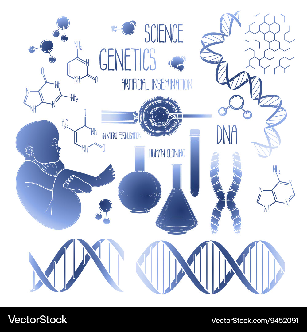 Genetic research set Royalty Free Vector Image