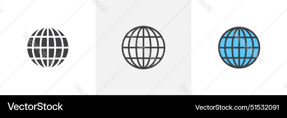 Globe icon set simple world symbol earth planet Vector Image