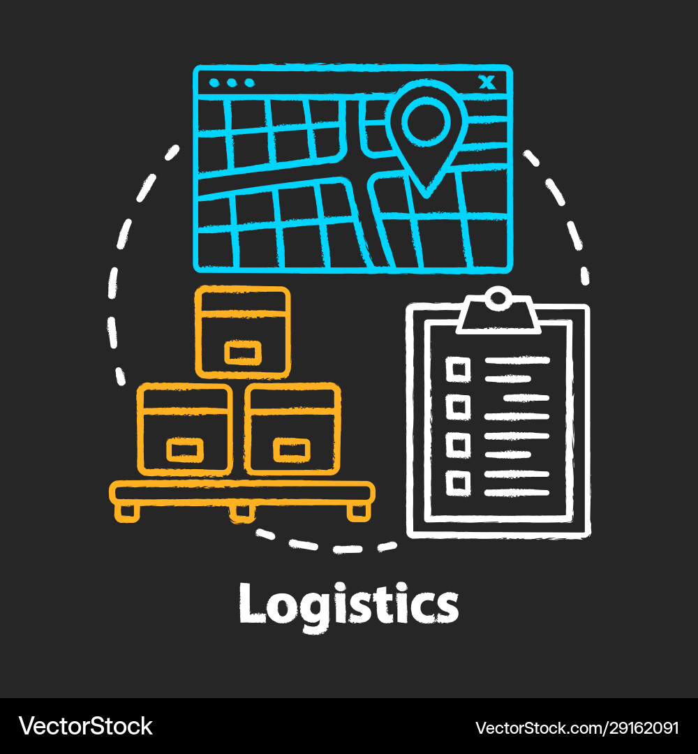 Logistics distribution chalk concept icon Vector Image
