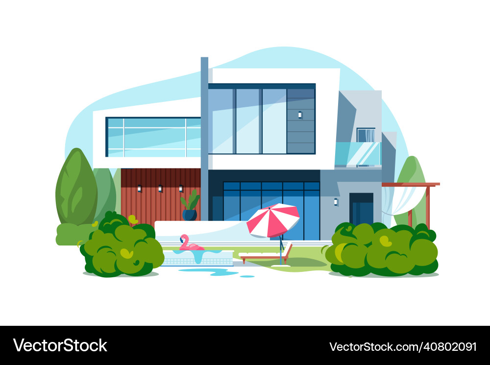 Luxury house with private territory and pool Vector Image