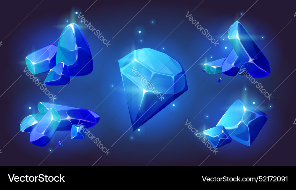 Magic blue gemstones set Royalty Free Vector Image