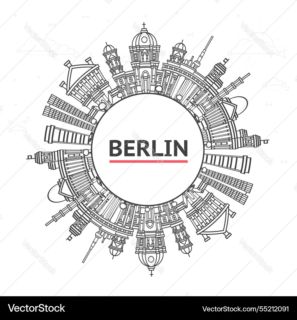 Outline berlin germany city skyline Royalty Free Vector