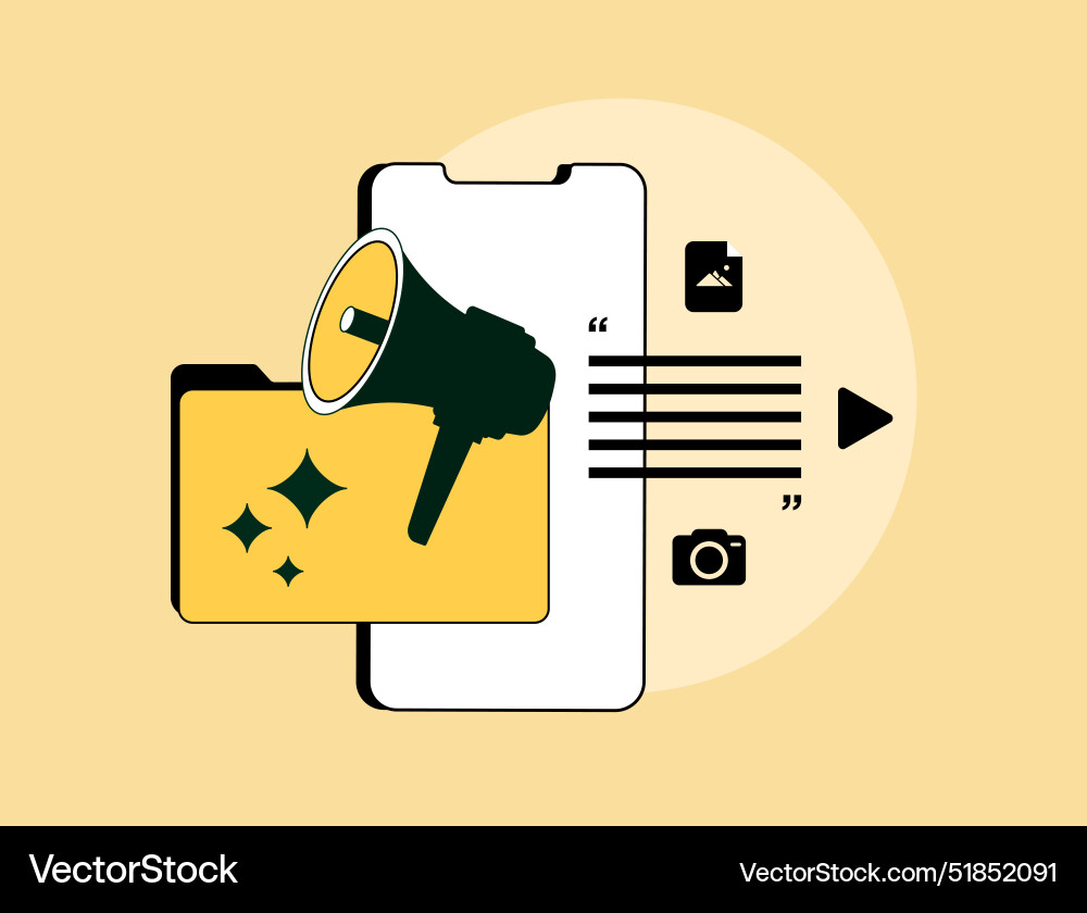 Press release and news publication concept online Vector Image