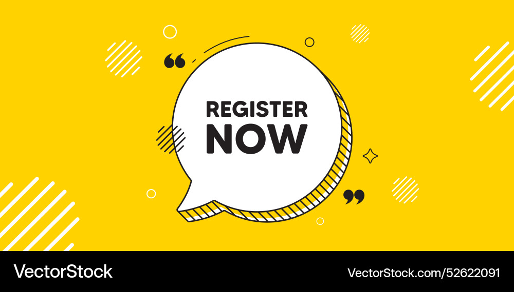Register now tag free registration offer chat Vector Image