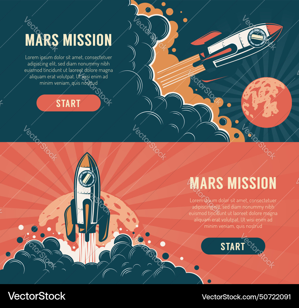 Rocket launch startup flyer - vintage style Vector Image