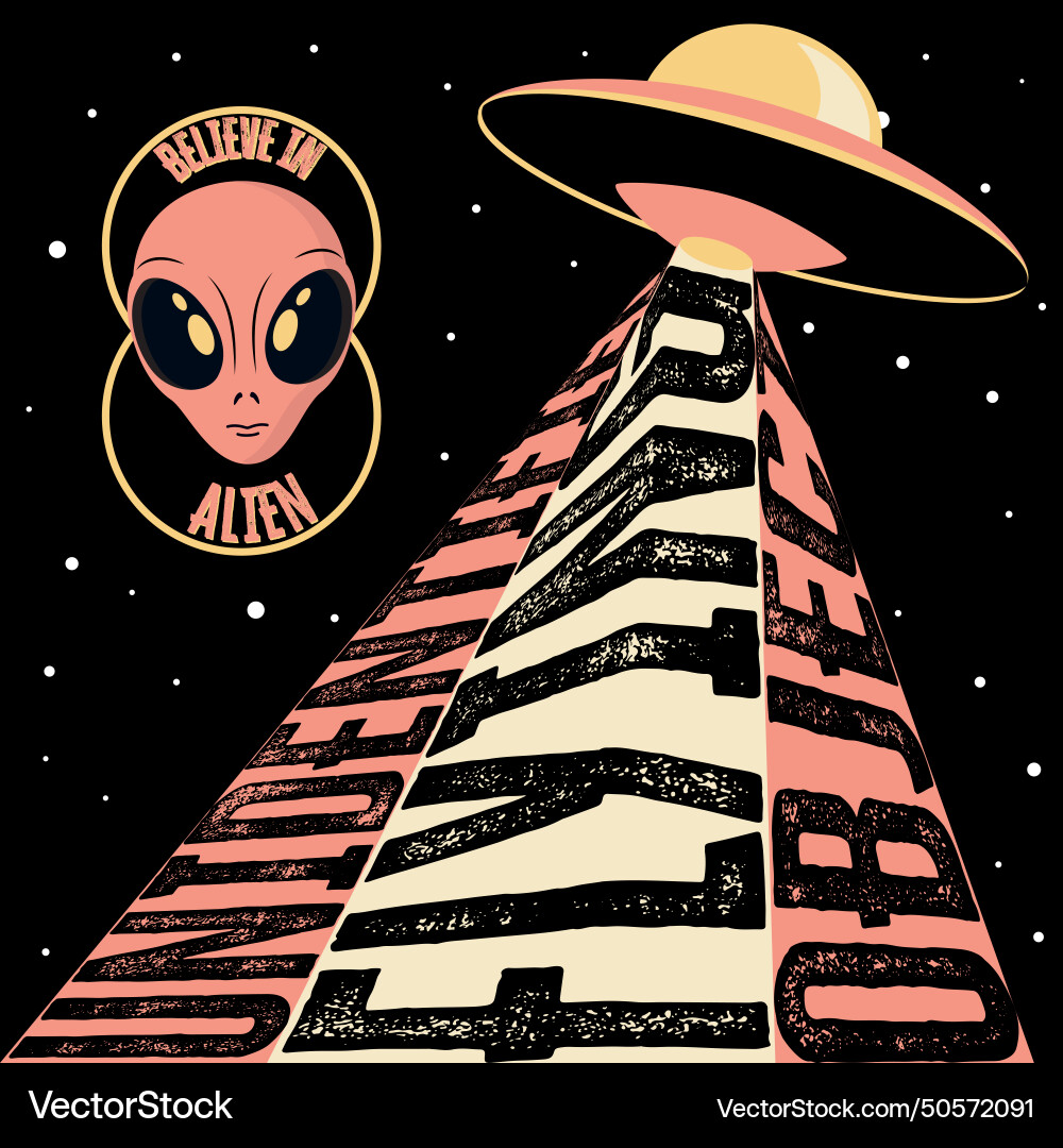 Sci fi ufo alien sticker Royalty Free Vector Image