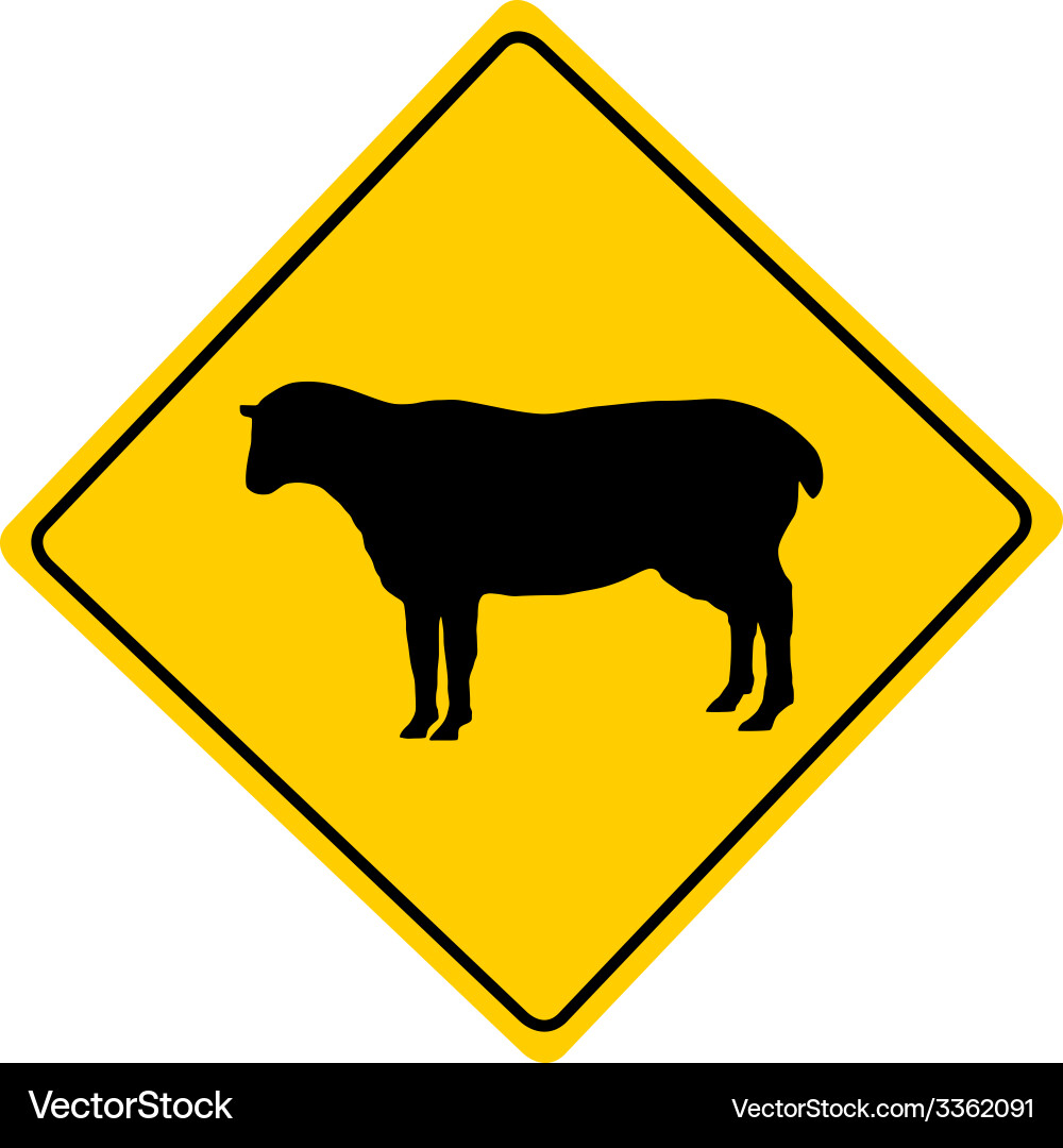 Sheep flock warning sign Royalty Free Vector Image
