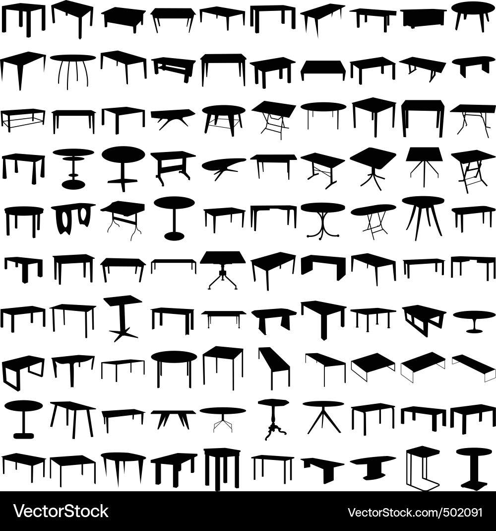 Table silhouettes Royalty Free Vector Image - VectorStock