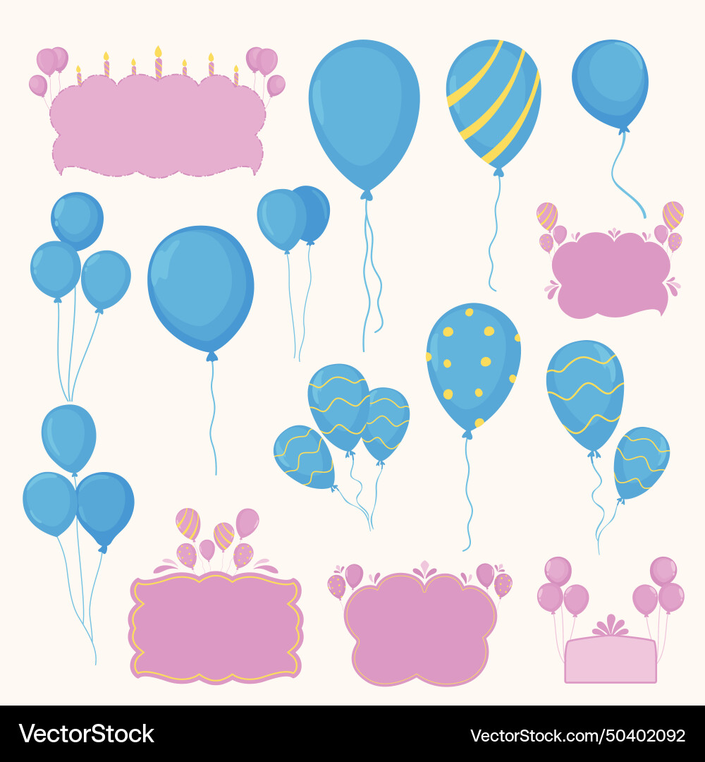 Birthday kids modern shape with balloons Vector Image