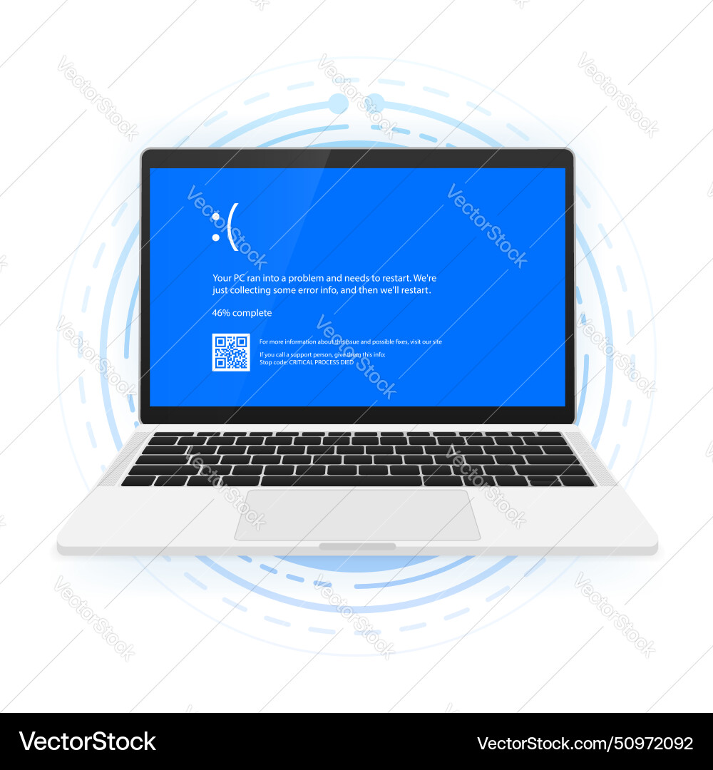 Blue Screen of Death Error Royalty Free Vector Image