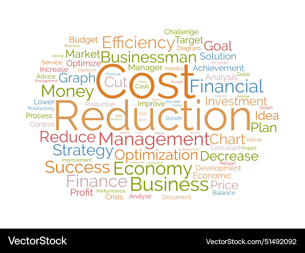 Cost reduction word cloud template efficiency Vector Image