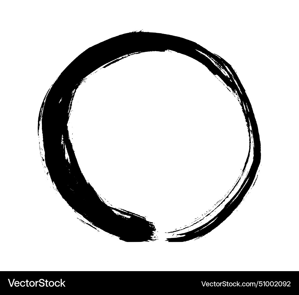 Enso zen grunge circle round ink brush stroke Vector Image