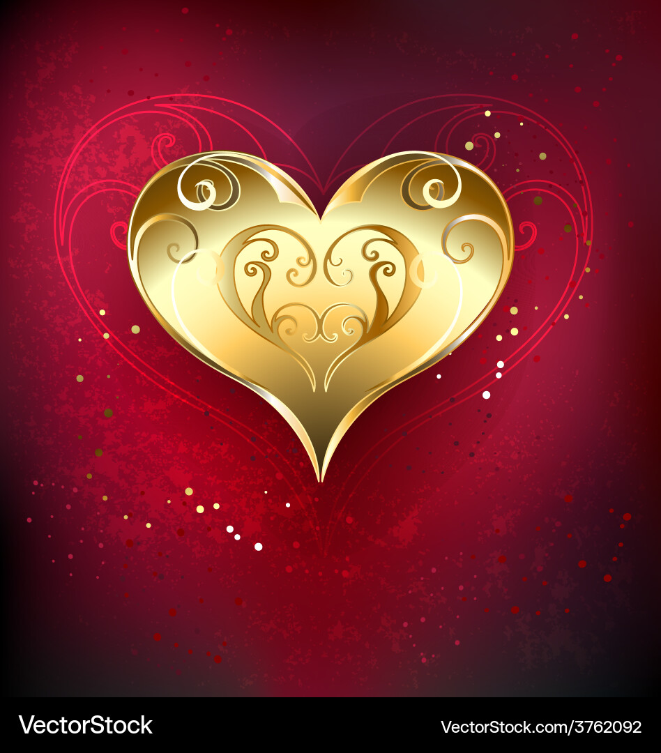 Golden heart Royalty Free Vector Image - VectorStock