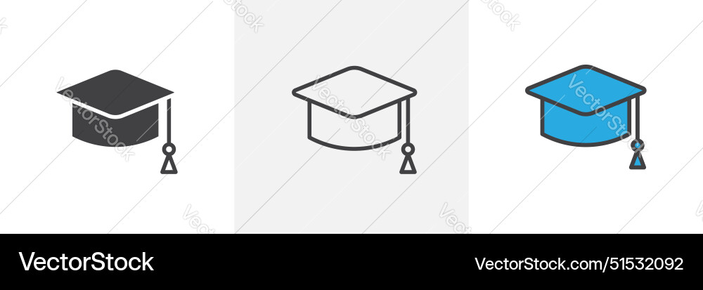 Graduation cap icon set academic hat symbol Vector Image
