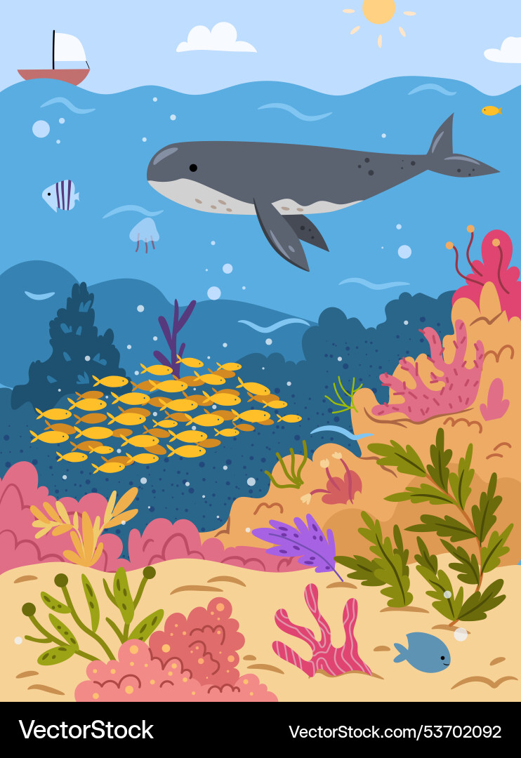 Marine and ocean underwater life Royalty Free Vector Image
