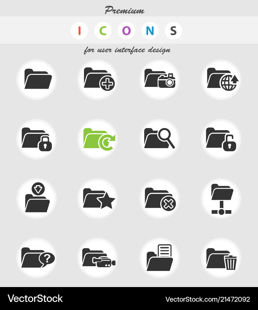 Ordner Icon Set Lizenzfreies Vektorbild - VectorStock