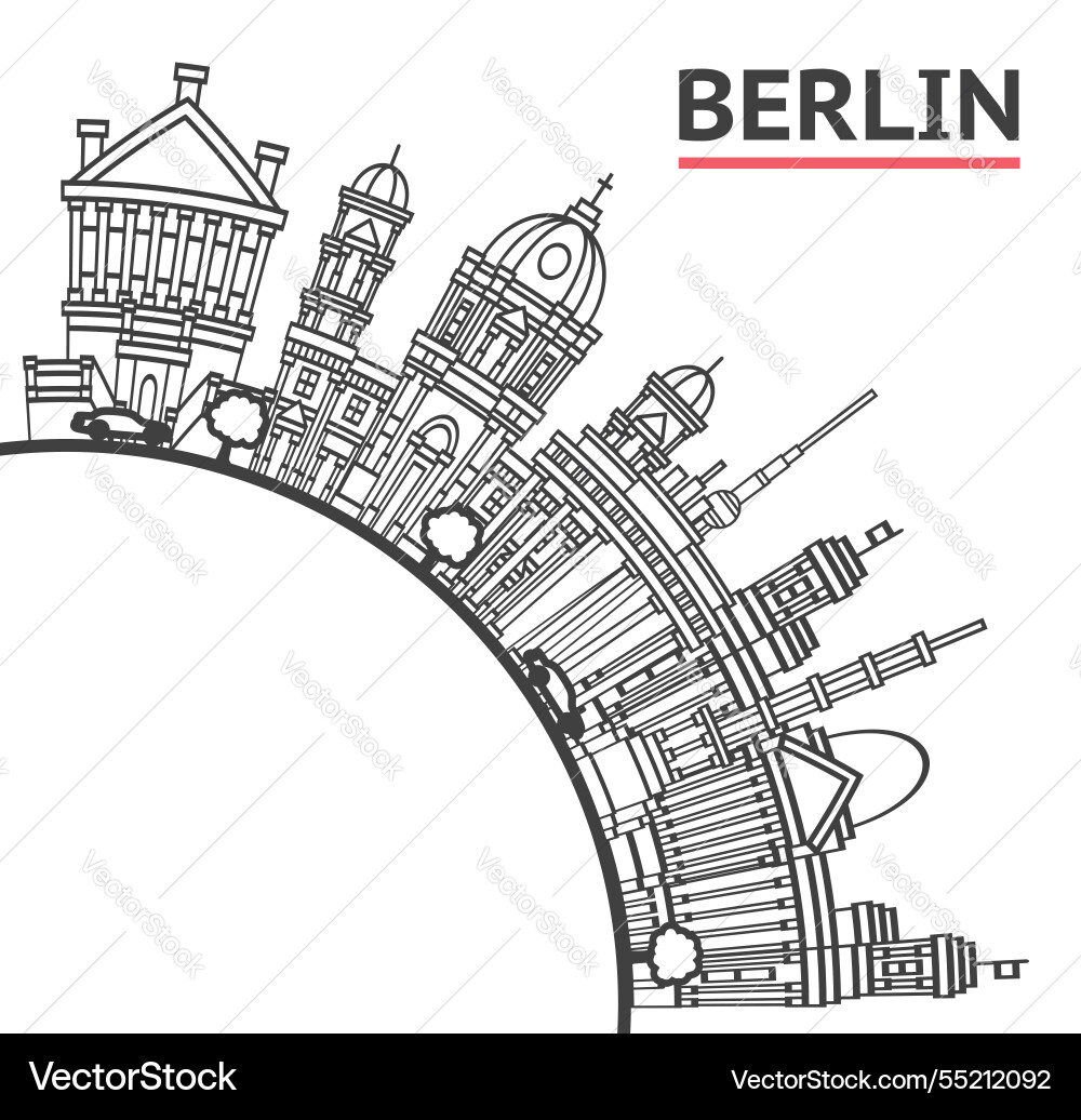 Outline berlin germany city skyline Royalty Free Vector