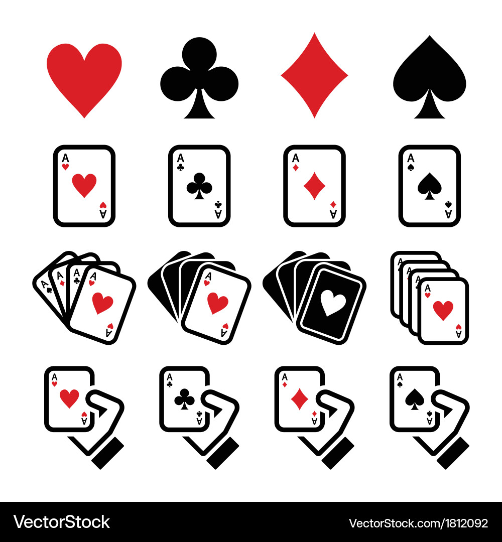 Playing cards poker gambling icons set Royalty Free Vector