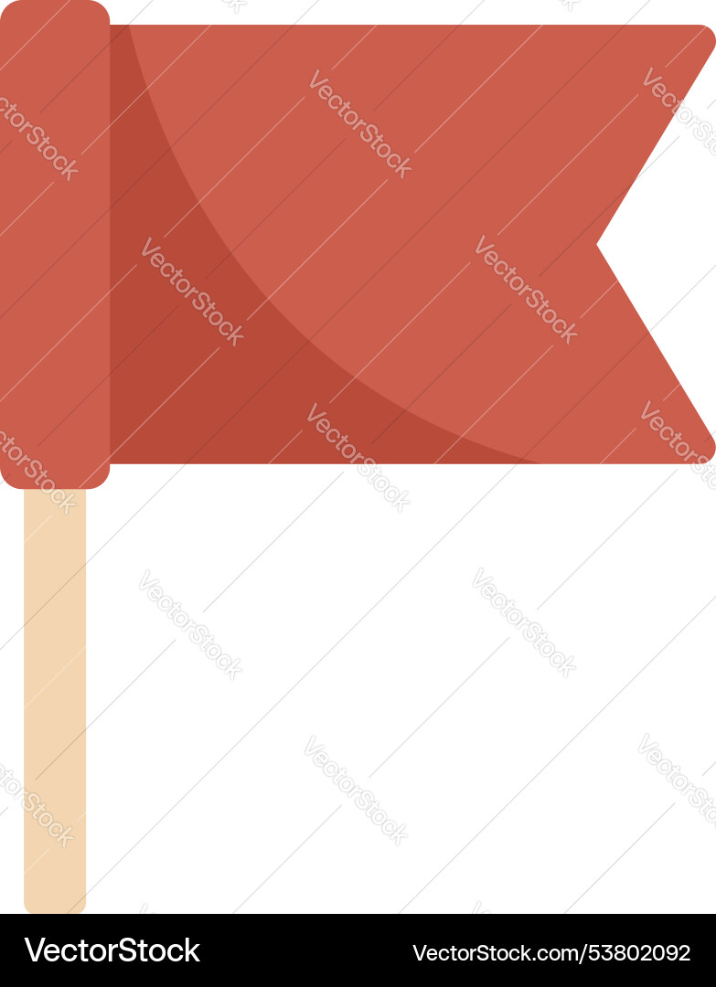 Red flag waving on wooden pole Royalty Free Vector Image