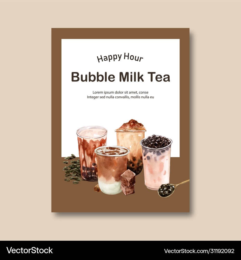 Set bubble milk tea poster ad flyer template – Free Vector | VectorStock