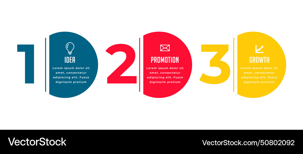 Three step infographic sequence timeline banner Vector Image