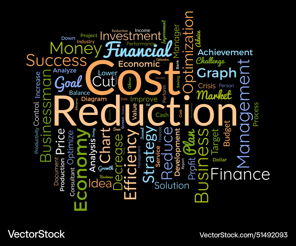 Cost reduction word cloud template efficiency Vector Image