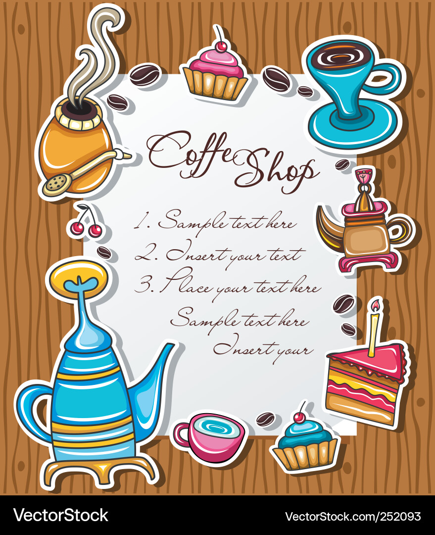 Cute coffee frame Royalty Free Vector Image - VectorStock