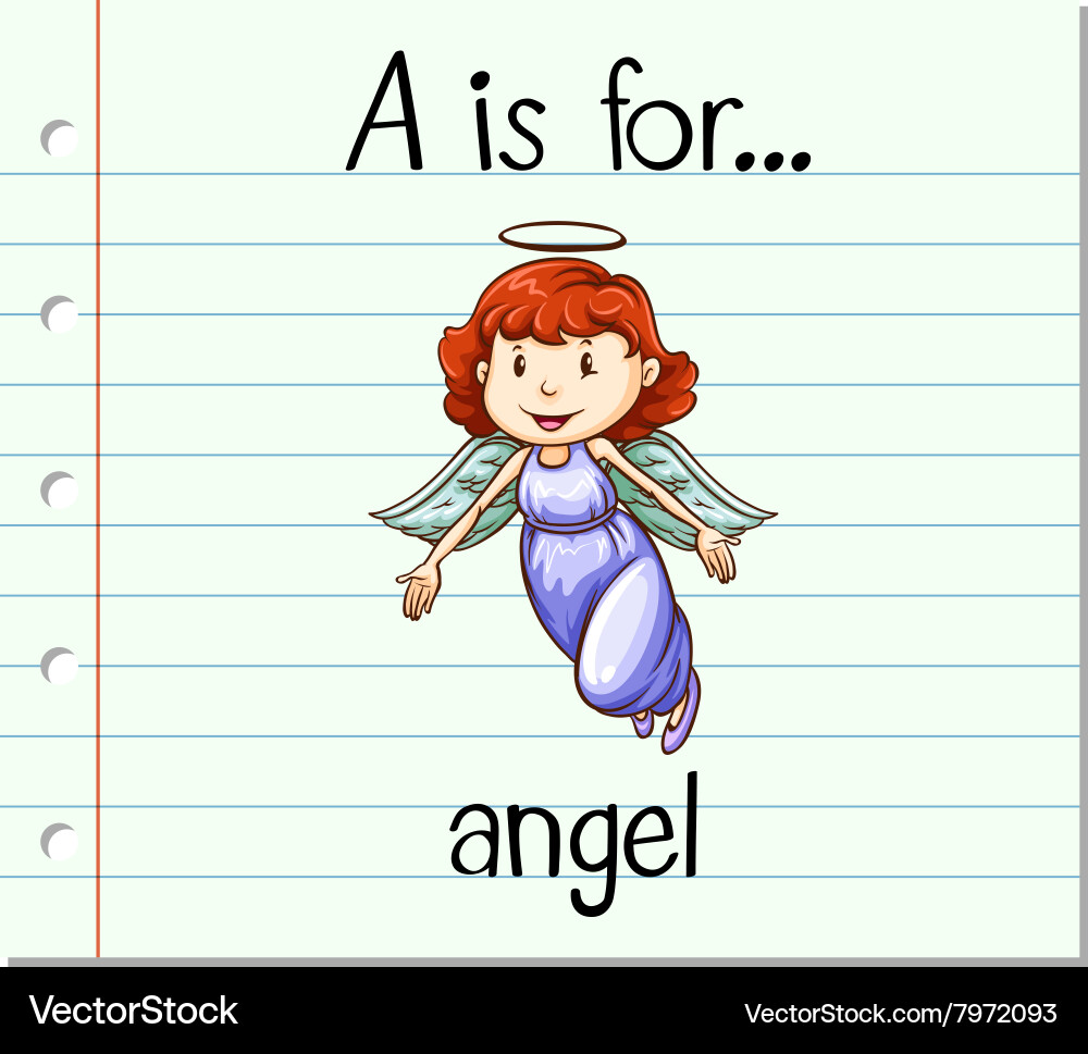 Flashcard letter a is for angel Royalty Free Vector Image