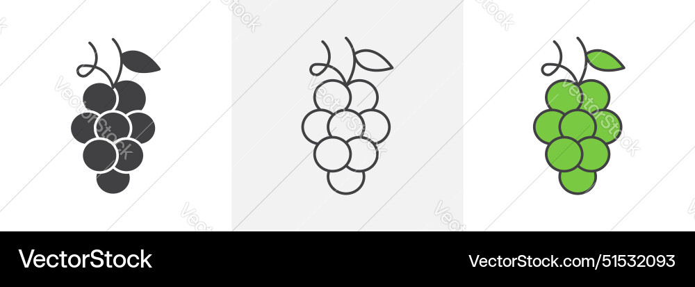 Grape icon set grapevine fruit plant symbol Vector Image