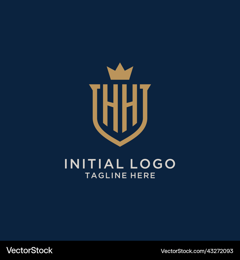 Hh initial shield crown logo Royalty Free Vector Image
