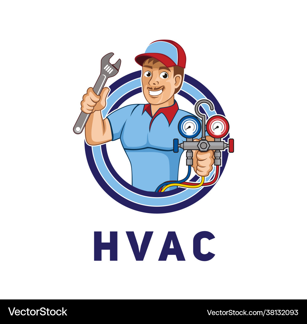 Hvac character logo design Royalty Free Vector Image