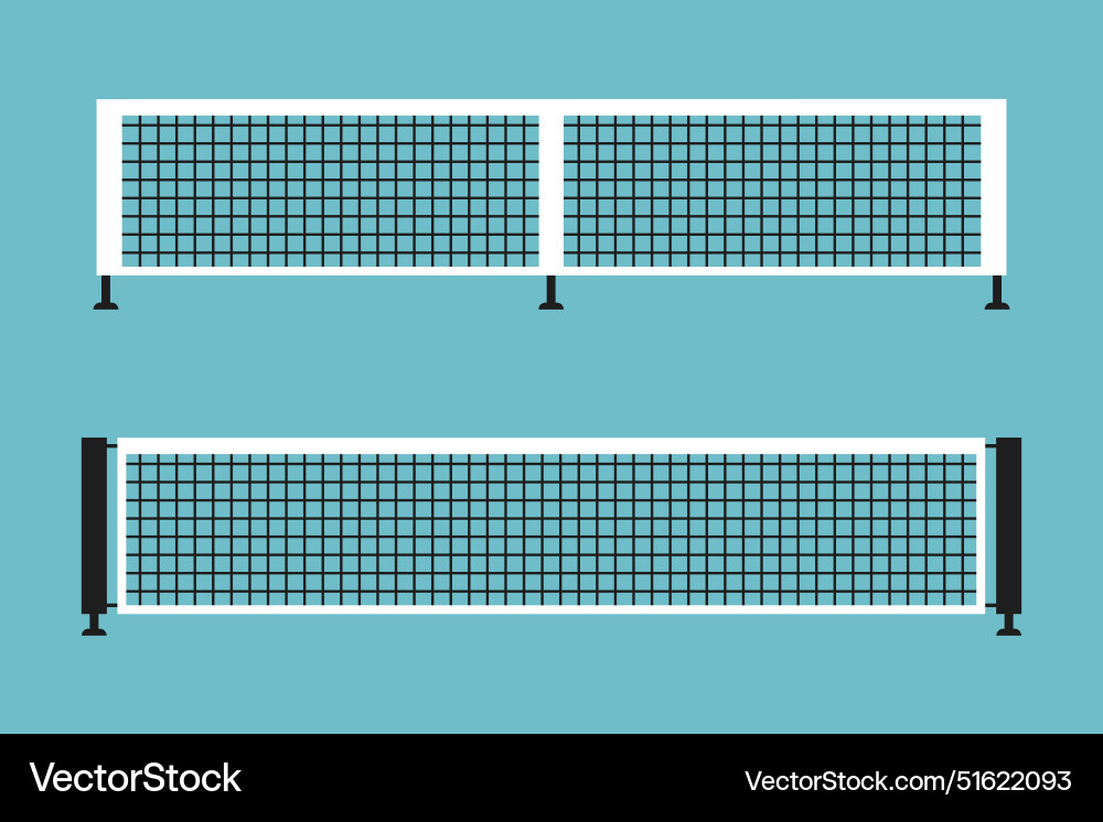 Pickleball and tennis net flat icon set Royalty Free Vector