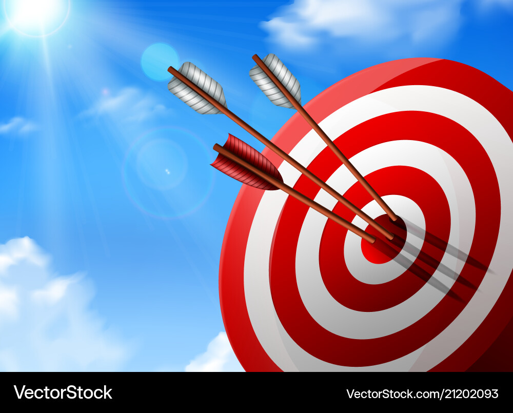 Realistic Archery Target with Arrows Royalty Free Vector