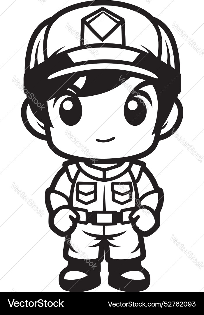 Scribbled sentry squad cartoon doodle soldier Vector Image