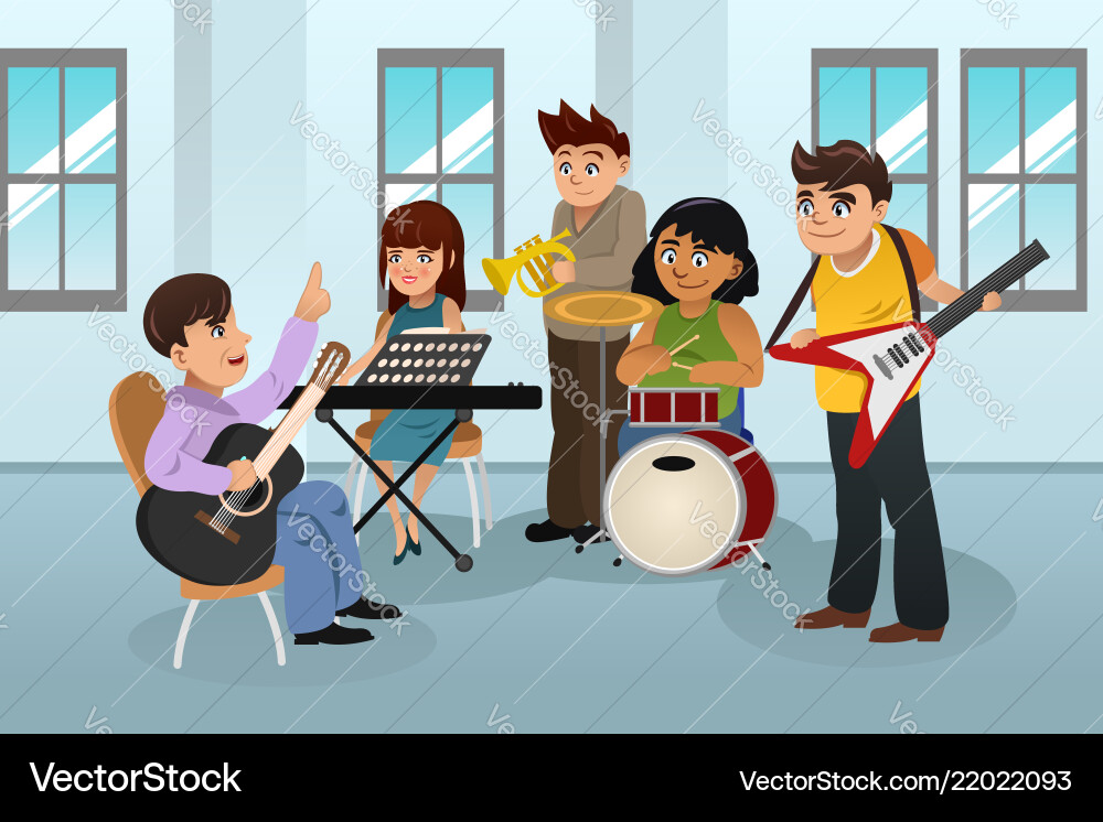 Students in music class Royalty Free Vector Image