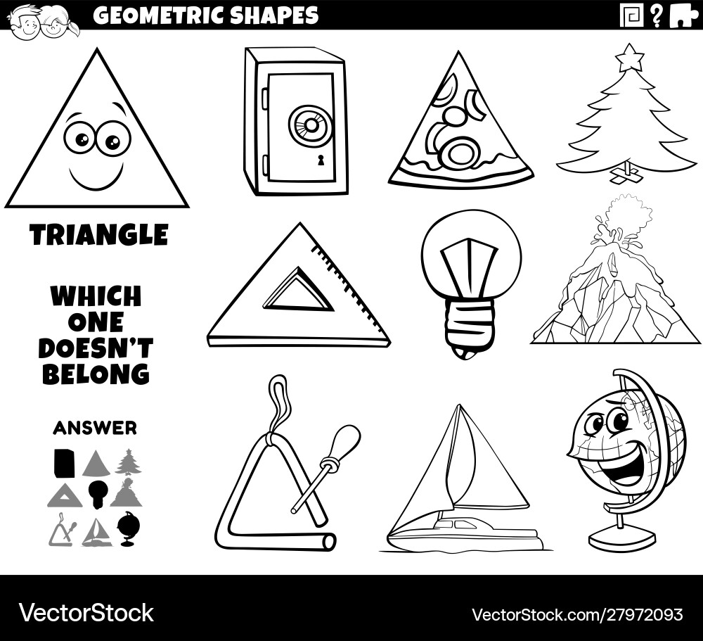 Triangle Shaped Objects For Preschoolers Cartoon Illustration Of