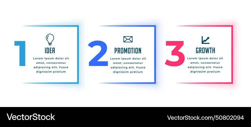 3 steps infographic element workflow banner for Vector Image