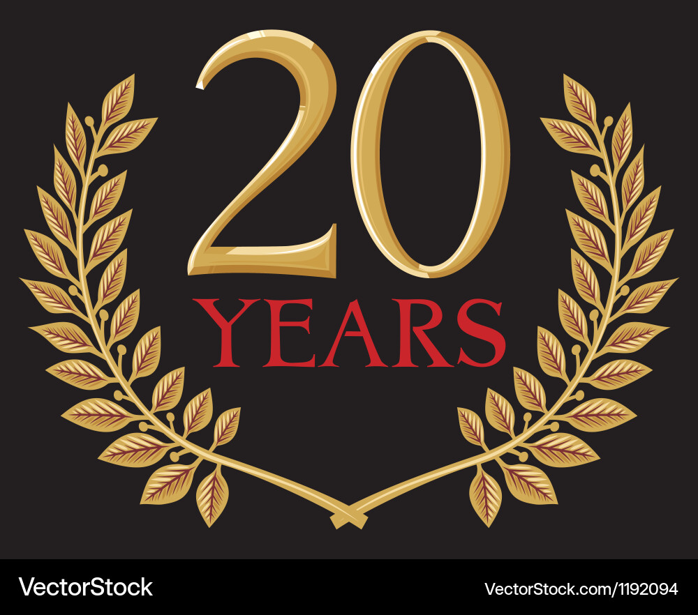 A golden laurel wreath - 20 years Royalty Free Vector Image