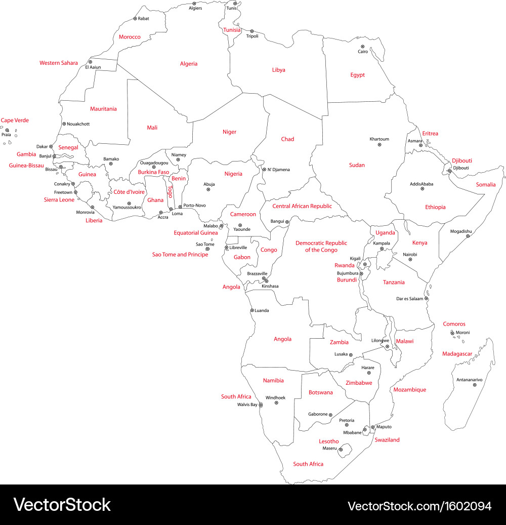 Africa Continent Map Royalty Free Vector Image