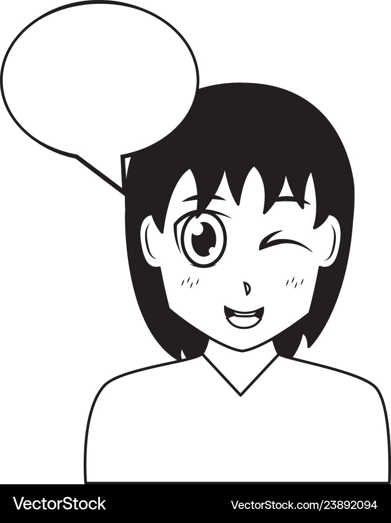 Anime girl talk speech bubble Royalty Free Vector Image