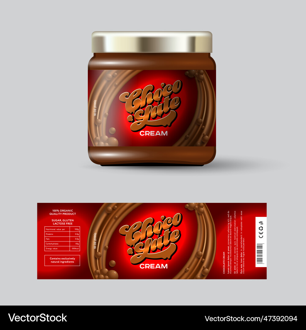 Chocolate cream label packaging glass jar template