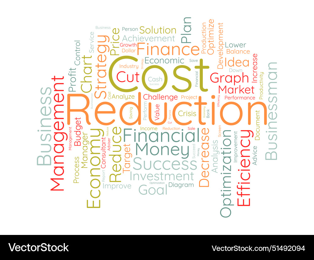 Cost reduction word cloud template efficiency Vector Image